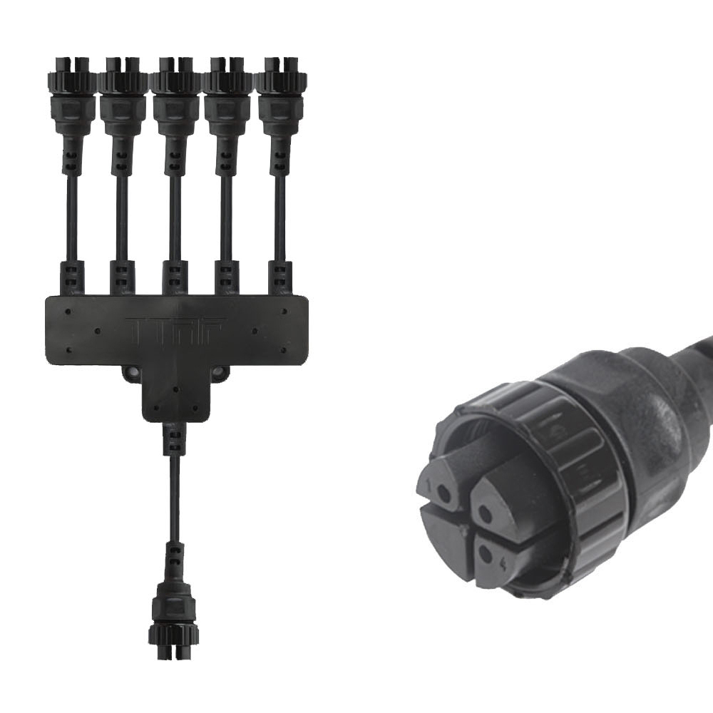 3 Pin Female Pluggable Field Assembly 1 In 5 Out Electrical Splitter ...